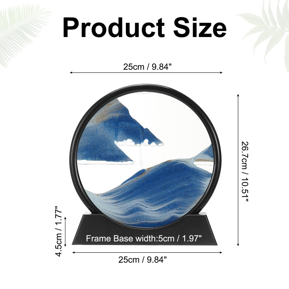 Moving Sand Art Liquid Motion, 12" Sand Art Display, Blue(Black Frame ...