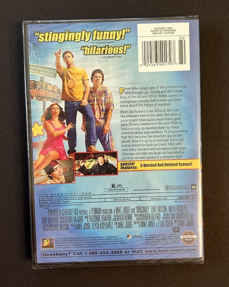Idiocracy (DVD 2009) NEW Sealed 2023 Release - Luke Wilson, Maya ...