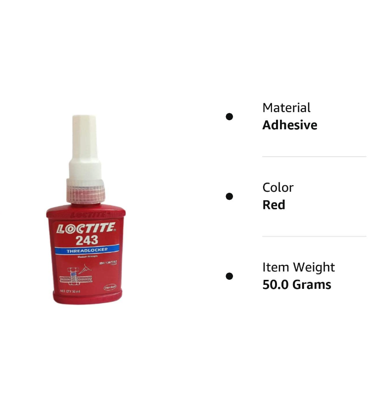 Loctite 243 50ml Medium Strength Threadlocker Adhesive USA- Pack of 2 ...