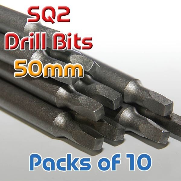 50mm SQ2 Square Head - IMPACT TOUGH Screwdriver Drill Bit Hex Shank ...