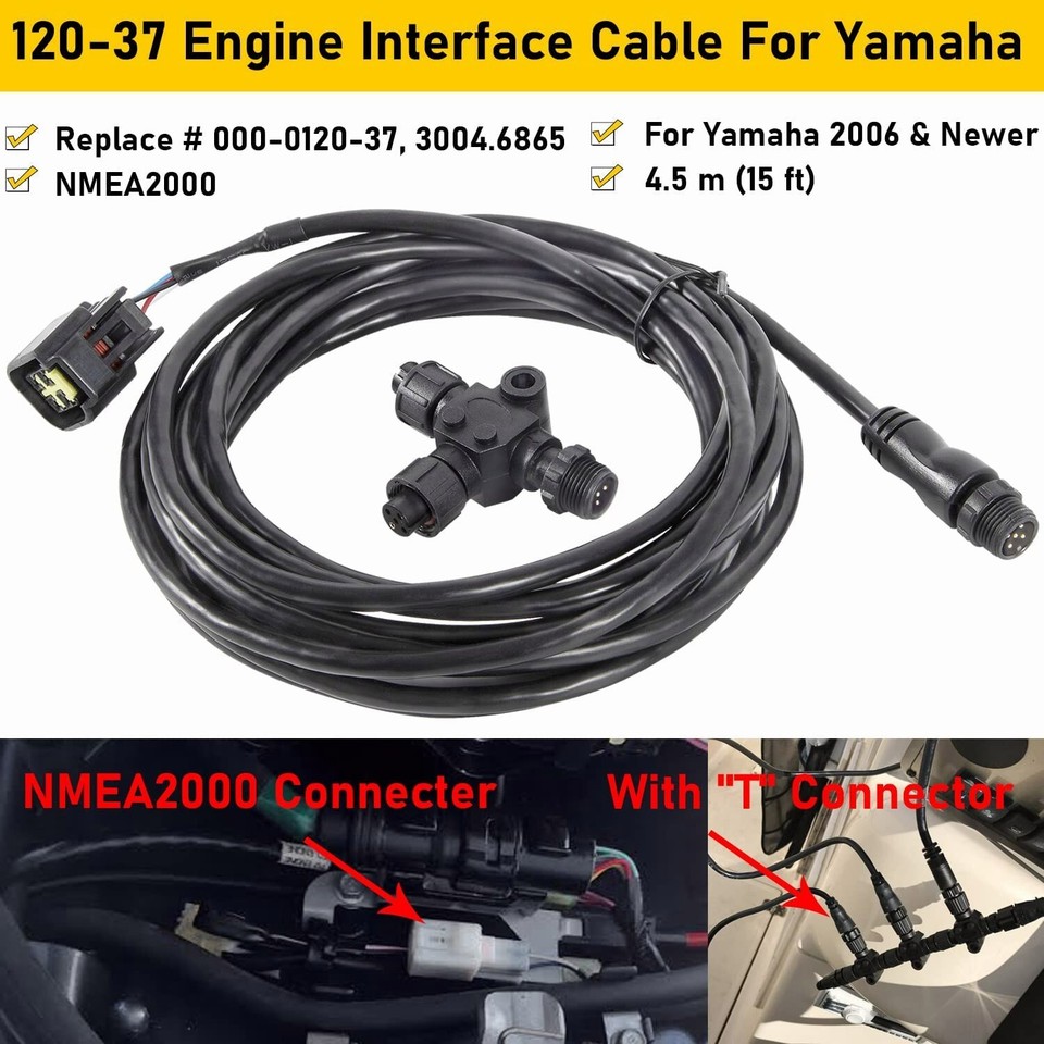 Engine Interface Cable NMEA 2000 & "T" 000-0120-37 For Yamaha Outboard ...