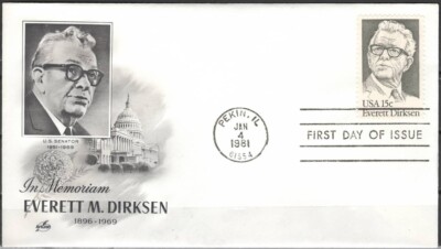 US Scott #1874, "Everett M. Dirksen" First Day Cover Art Craft Cachet | eBay