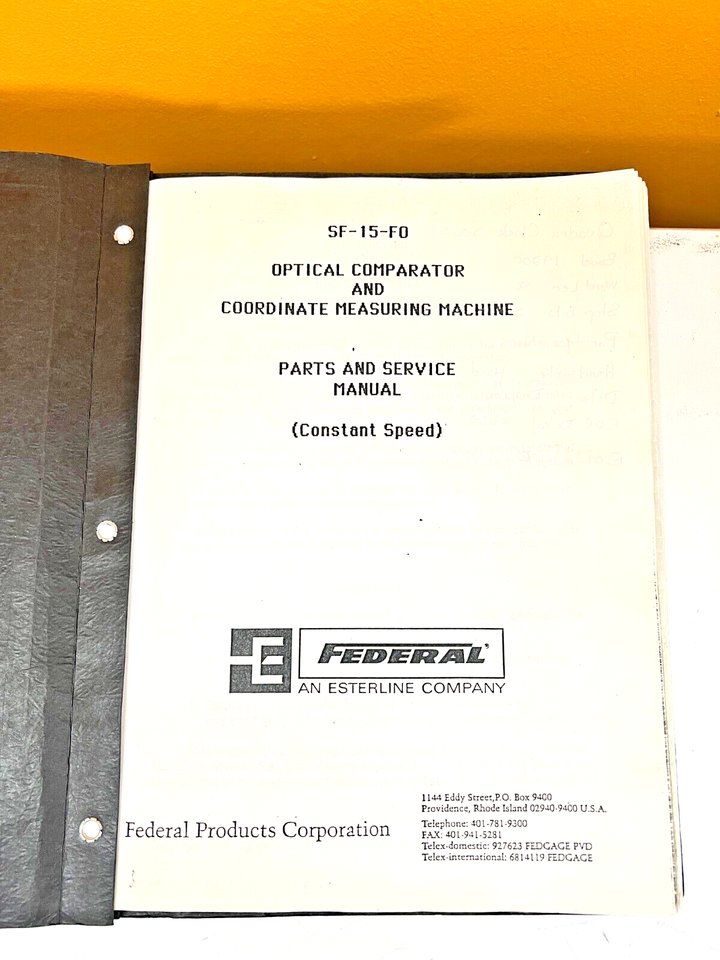 Federal SF-15-FO 15" Screen Optical Comparator + Quadra-Check 200 ...