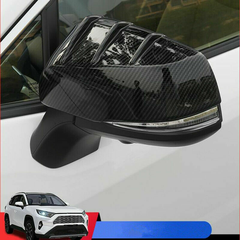 2PCS Carbon Fiber Car Side Rearview Mirror Cover Trim For Toyota RAV4 ...