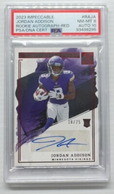 2023 Panini Impeccable Jordan Addison Rookie Auto Autograph Red #18/75 ...