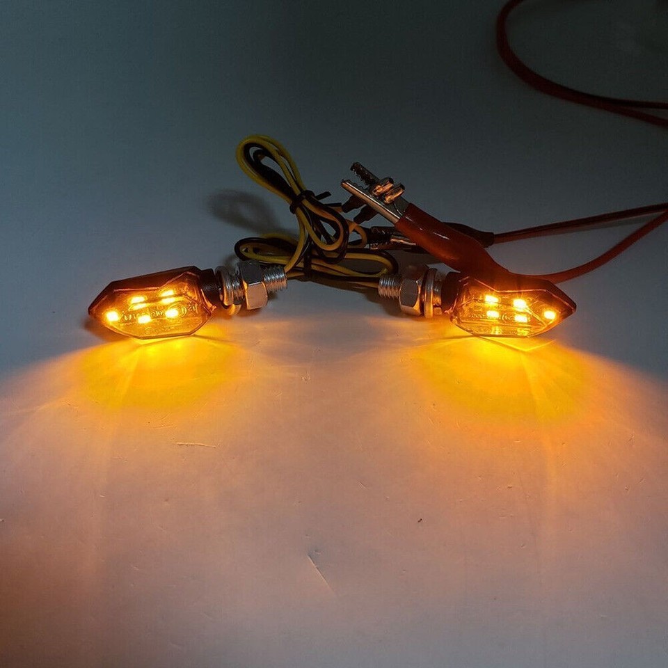 Mini 12V LED Turn Signals Blinker Light Indicator Amber Lamp Motorcycle ...