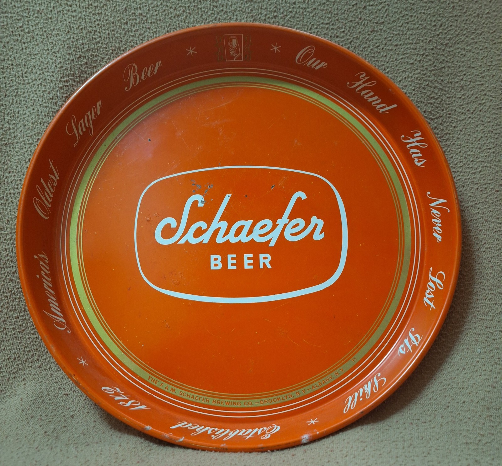 VINTAGE SCHAEFER METAL BEER TRAY 12" CANCO | eBay