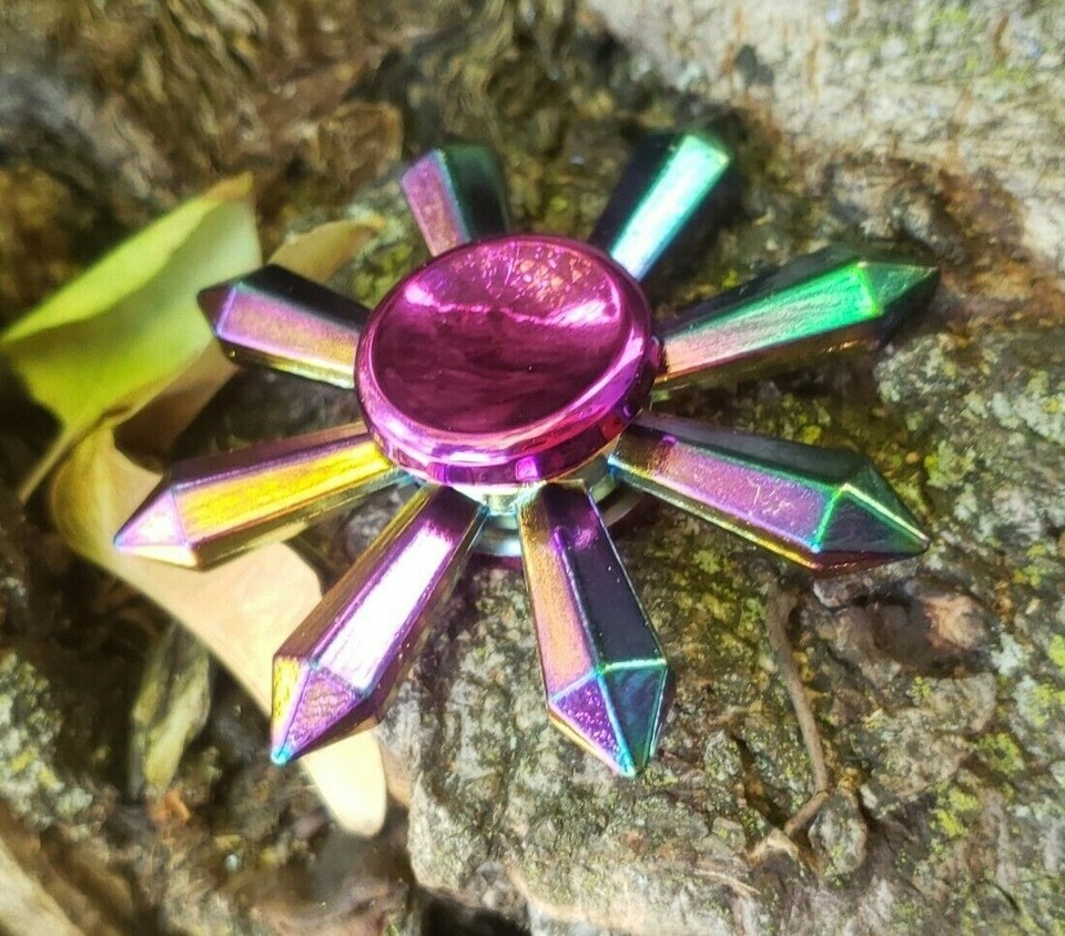 Rainbow Crystals Metal Fidget Spinner Toy Boys Girls Kids Adults ADHD ...