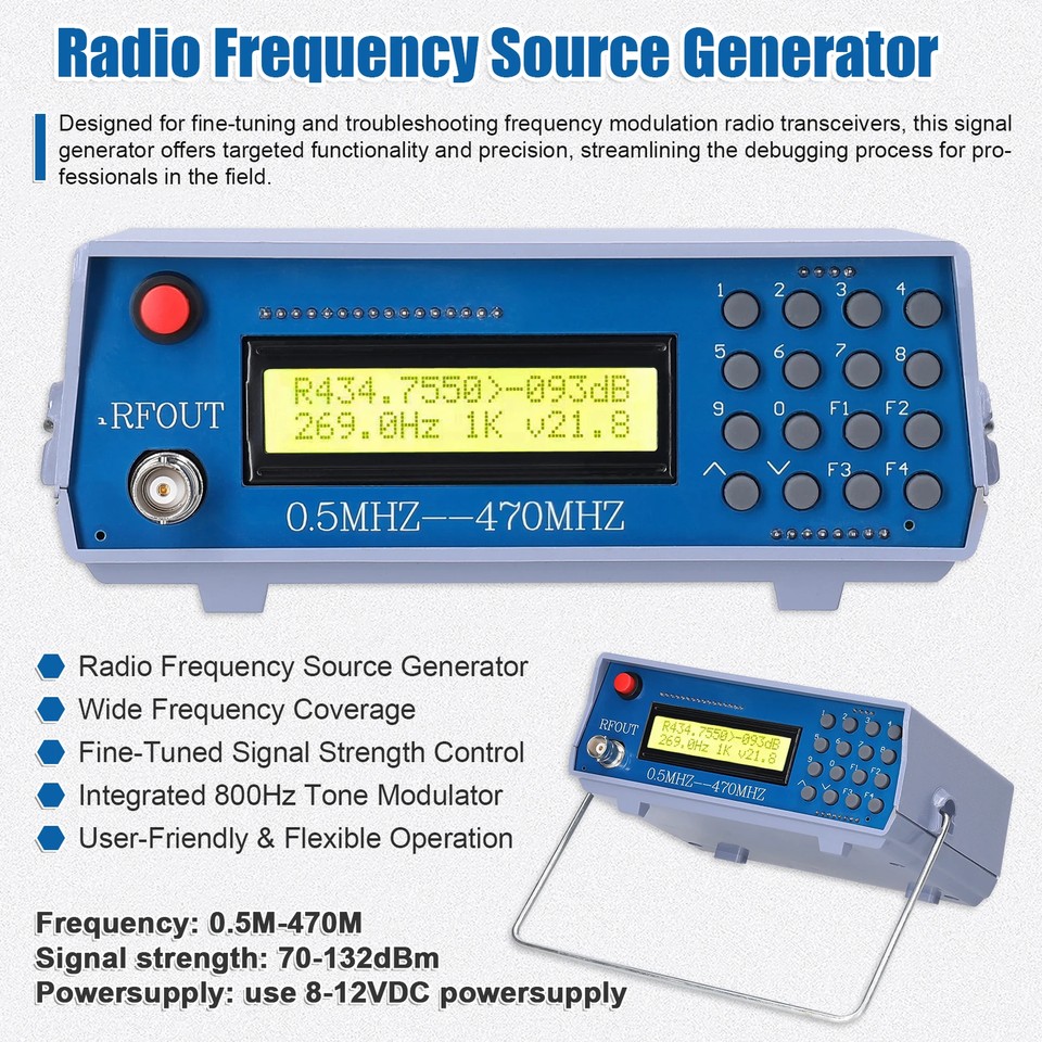 0.5M-470M Radio Frequency Signal Source Generator Tone Modulator ...
