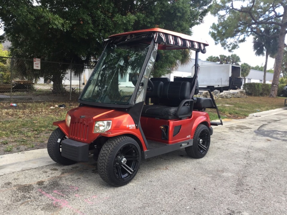 2009 Tomberlin emerge red 4 passenger seat golf cart 48v street legal ...