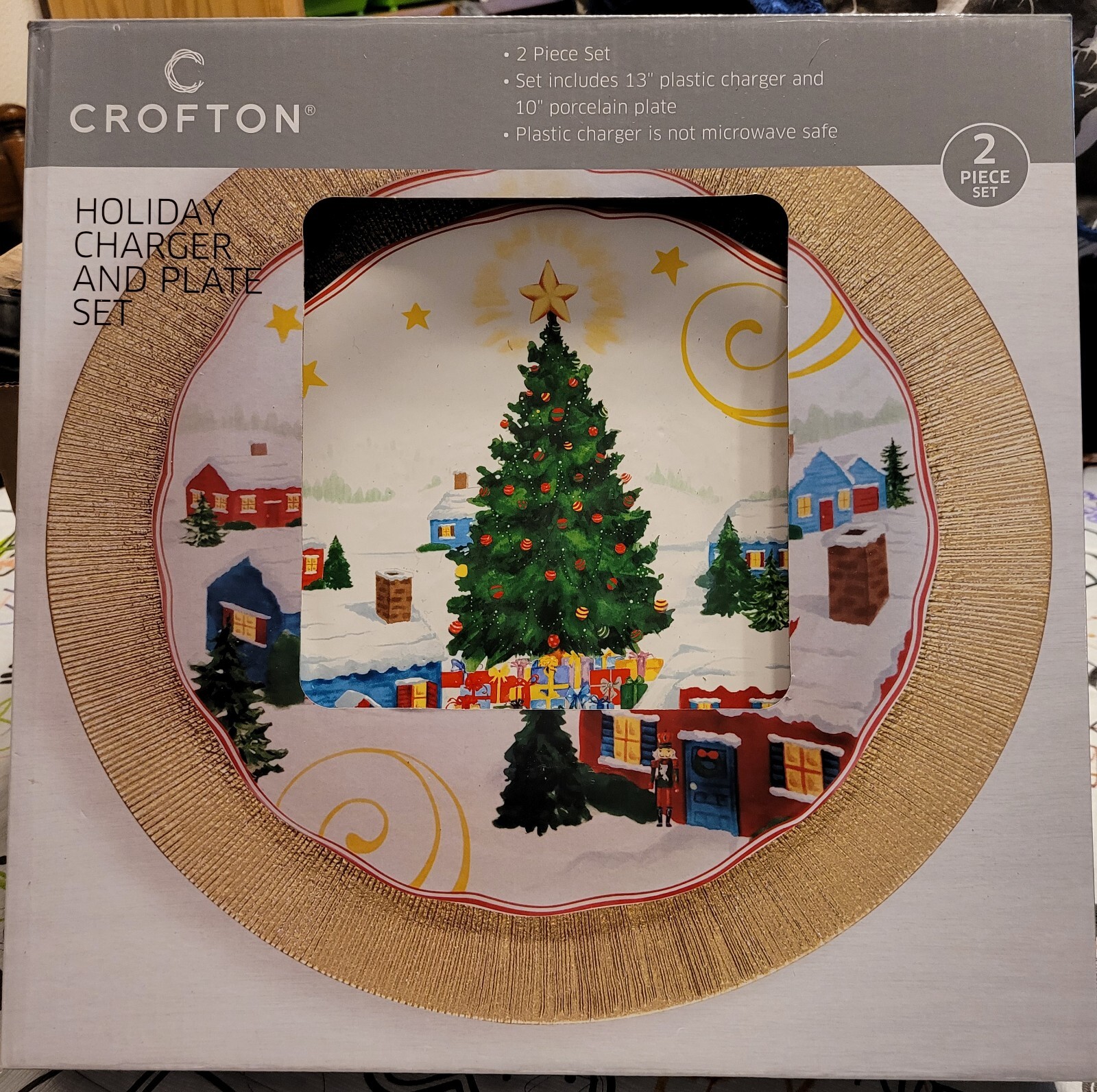Crofton 2 Piece Porcelain Holiday Plate and Charger set. | eBay