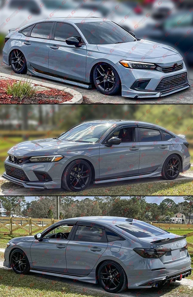 2022-2025 Honda Civic Yofer V2 2 Tone Side Skirt Extension Right | Sonic Gray Black | Plastic ...