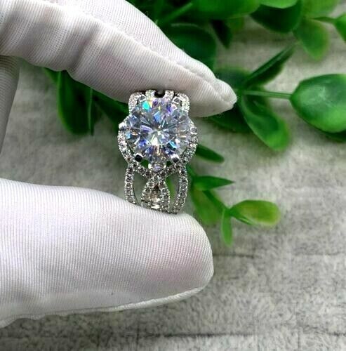 Women's 14K White Gold Filled 3 Ct Round Lab-Created Diamond Engagement ...