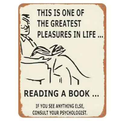 Reading Book Funny Banter Garden Bar Pub Shed Man Cave Gift Metal ...