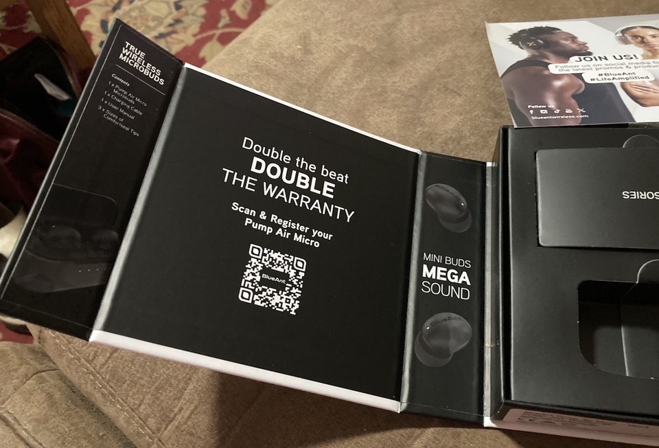 BlueAnt Pump Air Micro True Wireless Headphones - Black Mini Buds Maxi ...