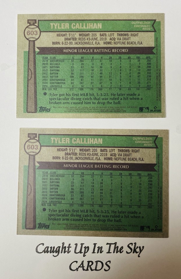 2025 Topps Heritage High Number Tyler Callihan RC Flip Stock SSSP Reds ...