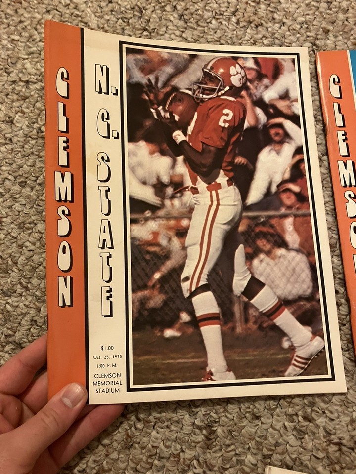 3 CLEMSON UNIVERSITY TIGERS FOOTBALL PROGRAMS 1975 1977 NC State ...
