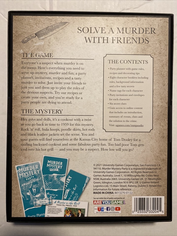 Murder Mystery Party ~ Solve A Murder - Murder On The Grill game | eBay
