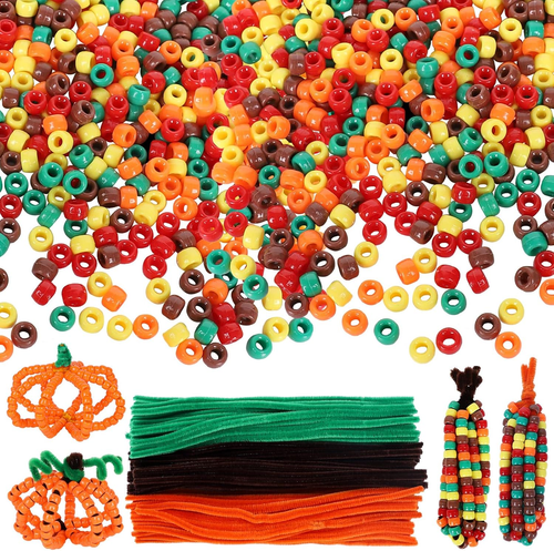 1000Pcs Fall Thanksgiving Pony Beads with 100Pcs Chenille Stems Pipe ...