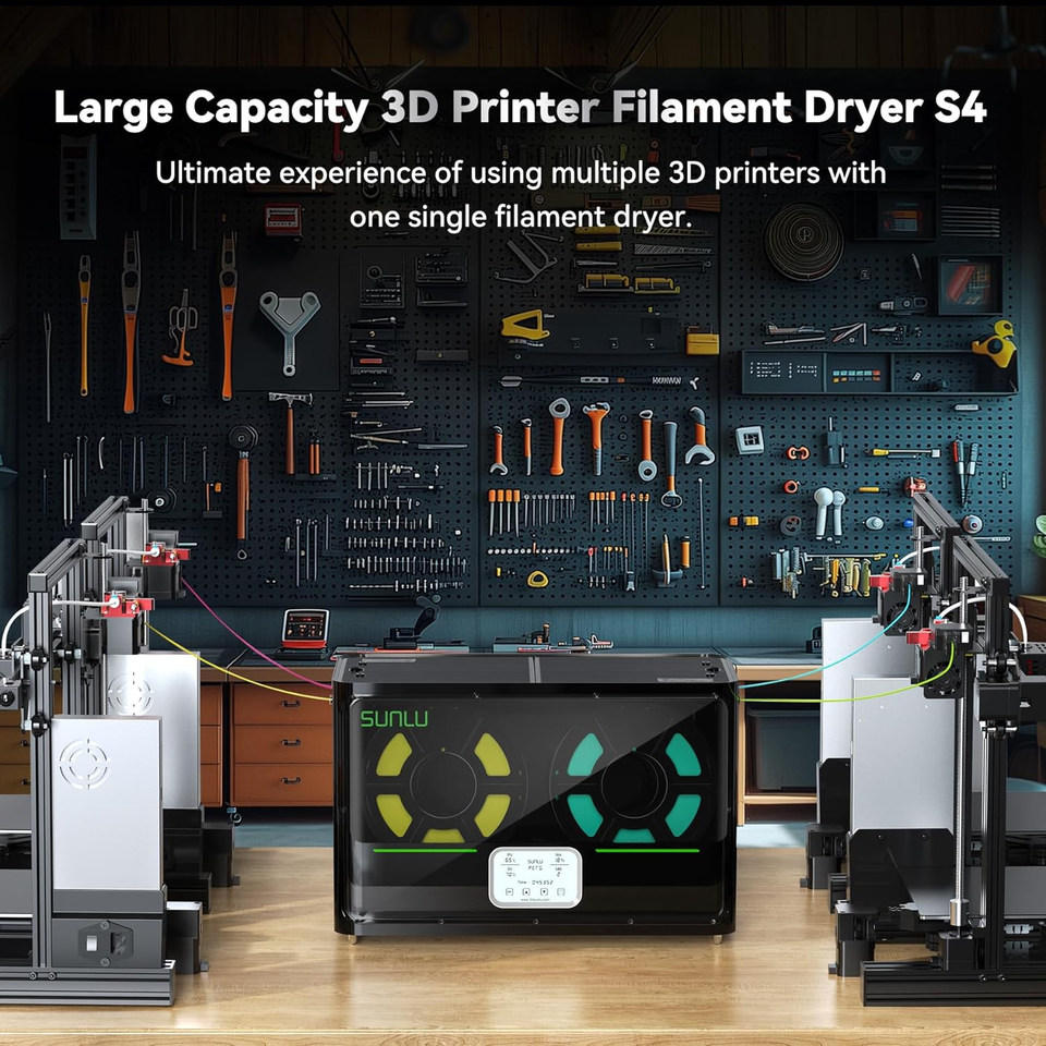 SUNLU Fila Dryer S4 Large Capacity with Triple Fan 4-Spool Filament ...