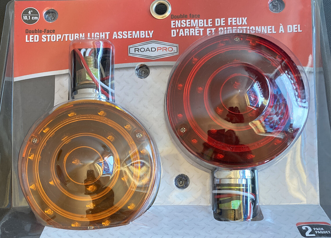 RoadPro 4" Double Face Carded Red/Amber Round Stud Mount LED Tail ...