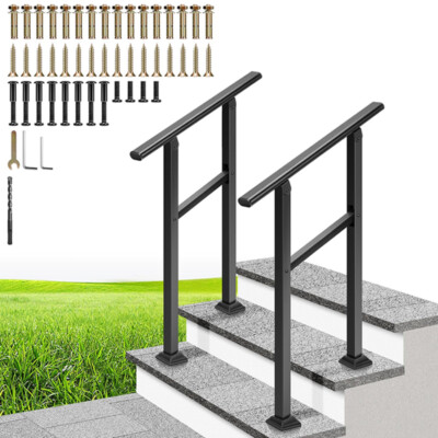 2Pack Hand Rails for Outdoor Steps 2 Step Handrail Fit 1 or 2 Steps ...