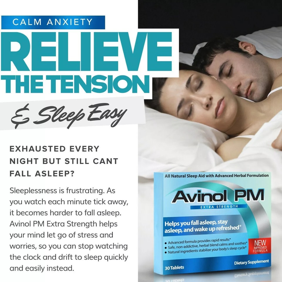 Avinol PM Extra Strength (30ct) & Avinol PM Sleep Drops (Lemon) -COMBO ...