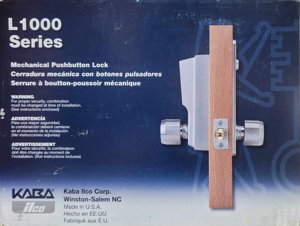 Kaba L1000 Series Mechanical Pushbutton Lockset Satin Chrome ...