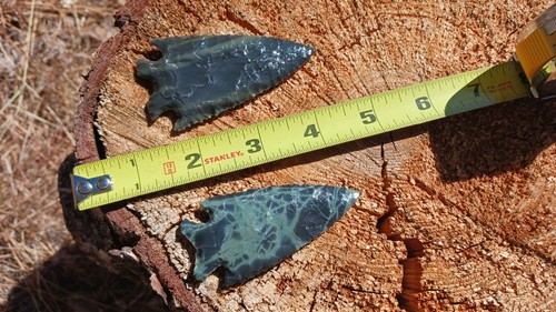 Two Flint Knapped Arrowheads. Burns Green Obsidian Spiderweb Atlatl ...