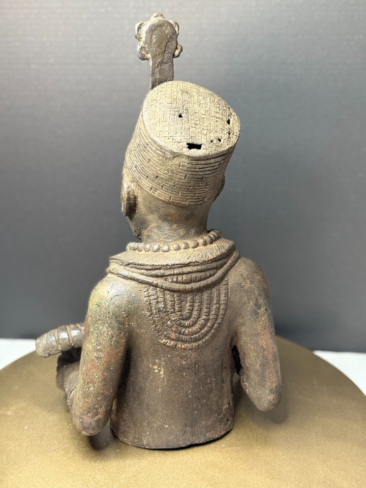 Benin Style Bronze Oba Warrior King Bust Statue - 16" African Tribal ...
