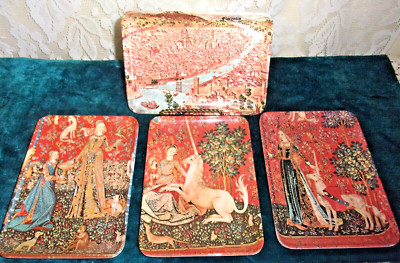 4 Decorative Crafts Inc Medieval Tapestry Pattern Rectangular Snack ...