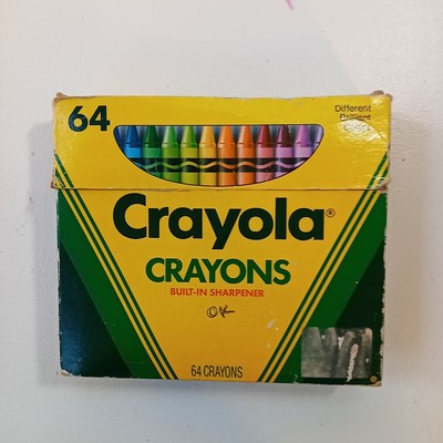 1990 Crayola 64 Crayons Box w/ Built in Sharpener Lightly Used Binney ...