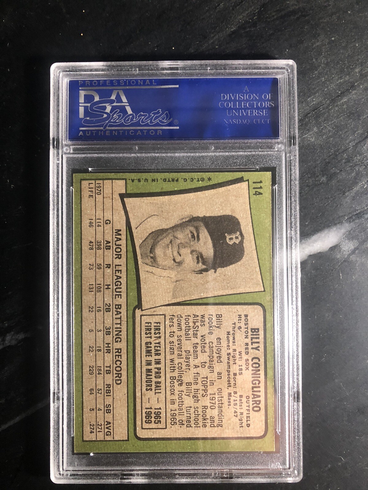1971 Topps #114 Billy Conigliaro All Star Rookie Trophy PSA 7 Boston ...