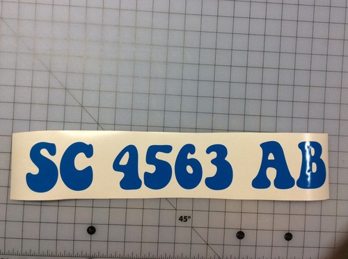 Set of 2 Watercraft Registration Numbers 3" lettering Vinyl Boat Jet ...