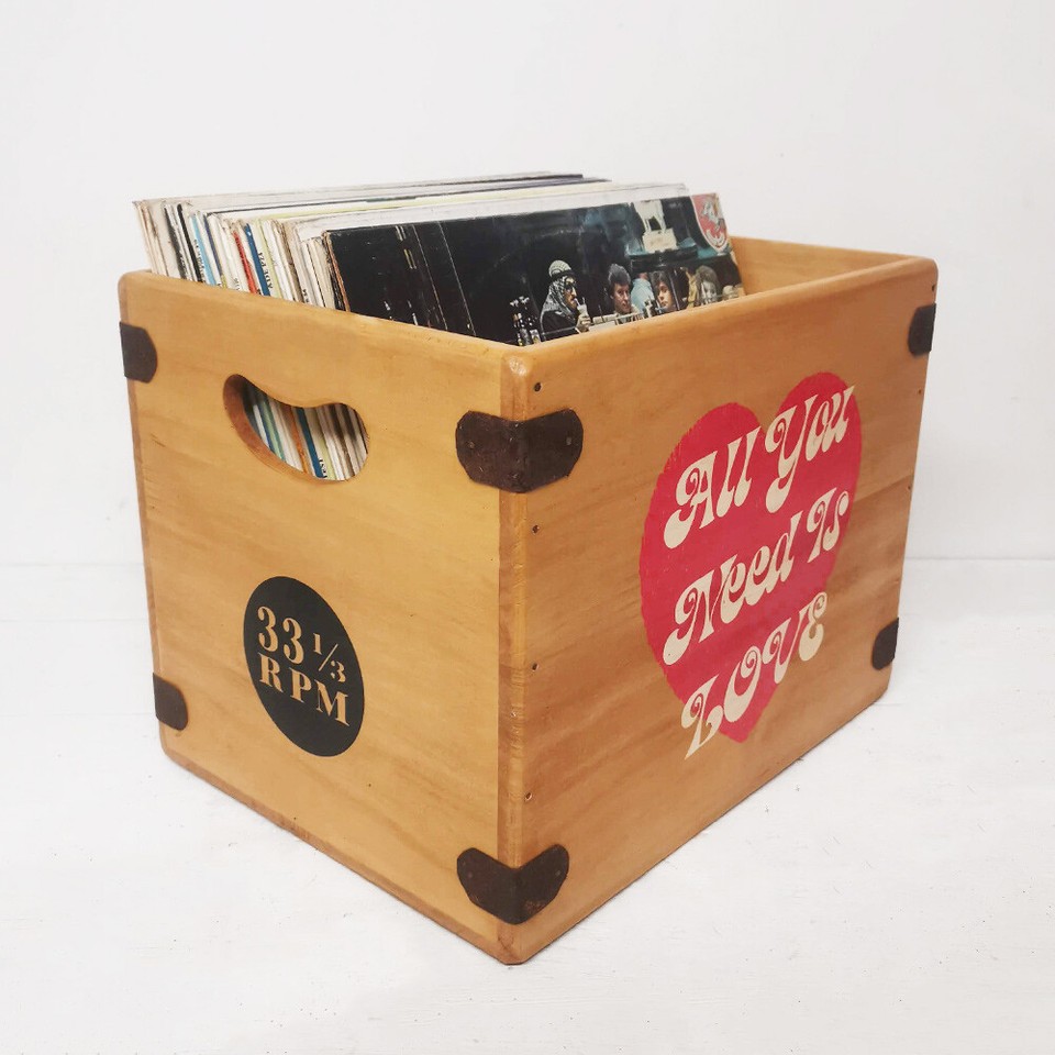Retro Record Box 12" Vintage Wooden Handcrafted Album Crate For LP ...