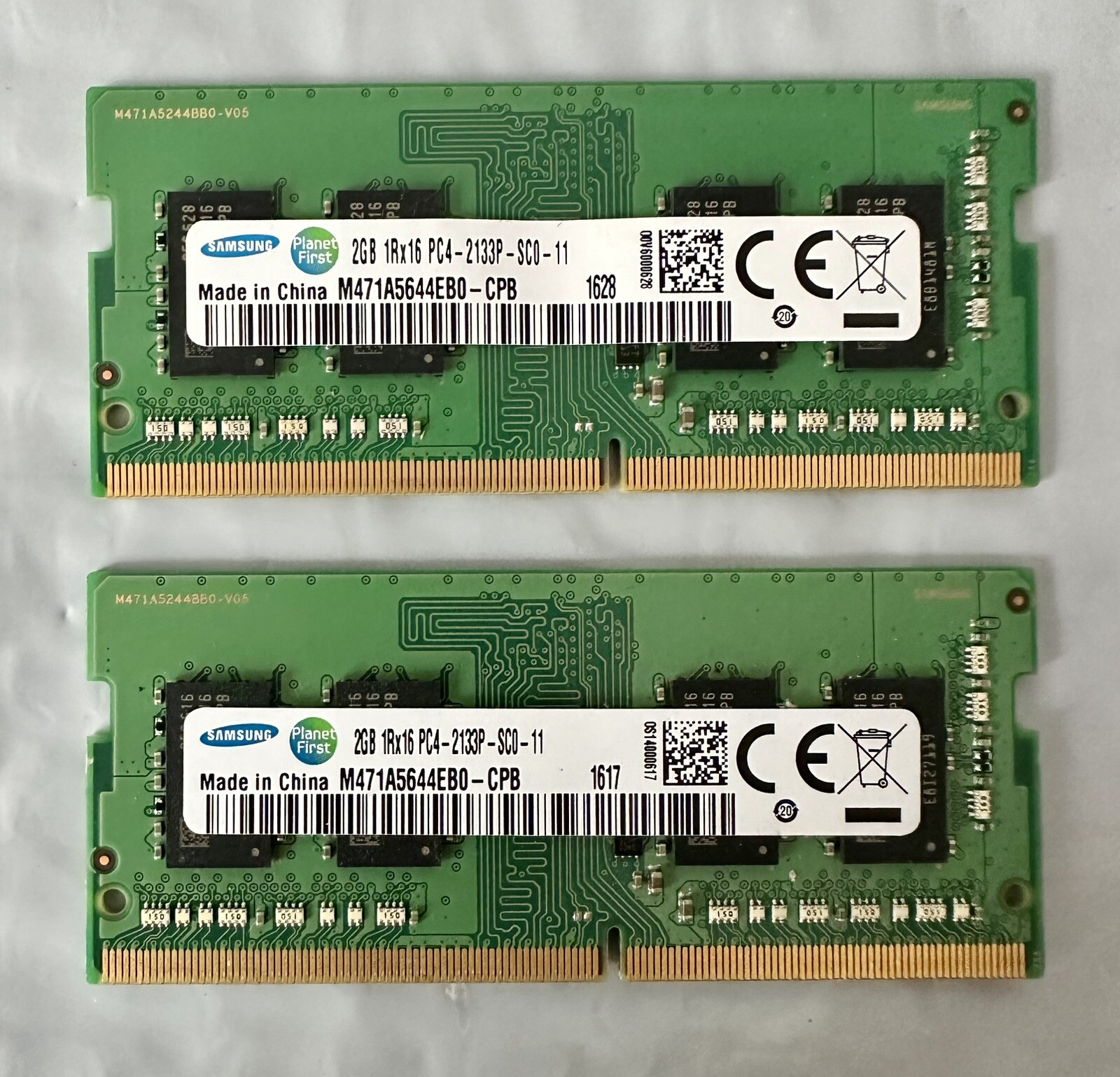 Lot Of 2 M471A5644EB0-CPB SAMSUNG LAPTOP MEMORY 2GB 1Rx16 PC4-2133P-SC0-11 | eBay