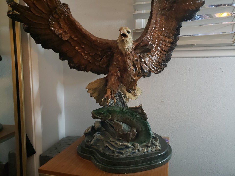 ED CHOPE The Fisherman ll Eagle Polychrome Edition Original Bronze ...