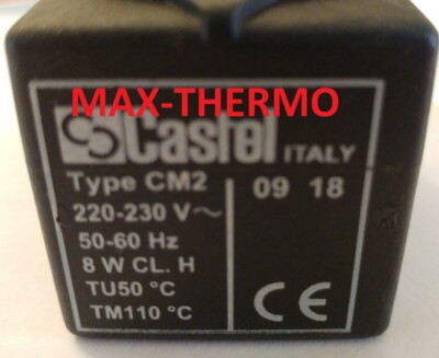 CASTEL CM2 9110/RA6 SOLENOID VALVE COIL 220-230 volt cable 1000mm ...