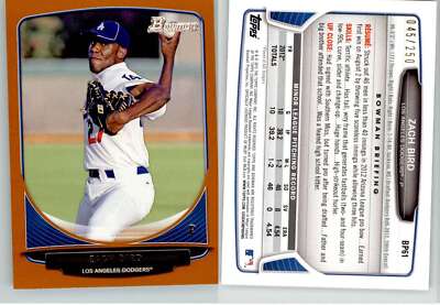 Zach Bird 2013 Bowman Prospects Orange BP61 /250 Dodgers | eBay