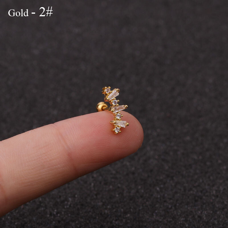 Stainless Steel Slim Rod Earrings Cartilage Stud Star Piercing Earring ...