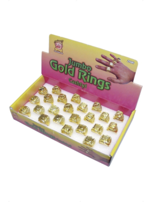 Gold Assorted Rings Pimp Rapper Gangster Fancy Dress Costume Accessory ...