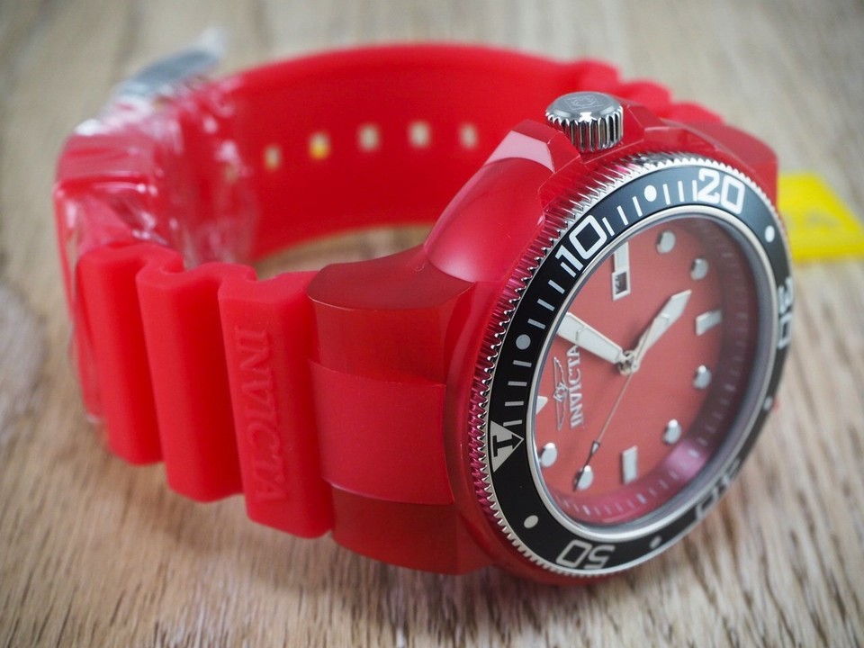 NEW Invicta Men's 52mm GRAND PRO DIVER Quartz ANATOMIC CASE Burgundy ...