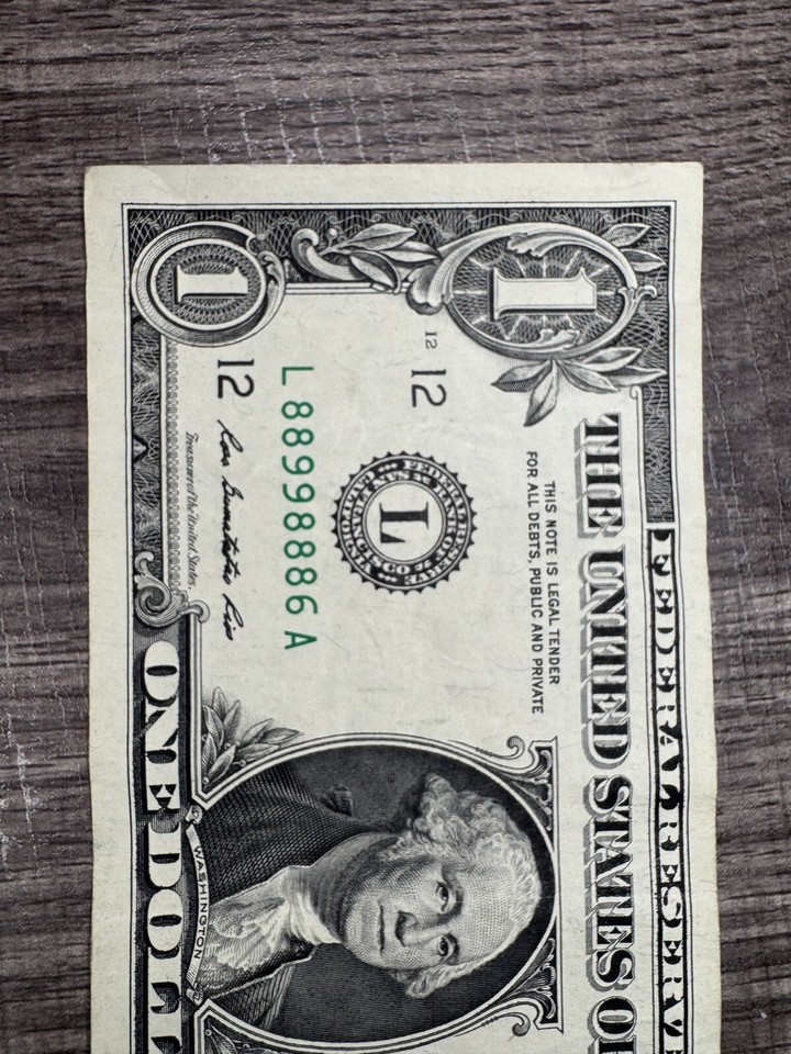Very Fancy Cool Serial Number 2013 U.S. 1-Dollar Bill - Unique Serial ...