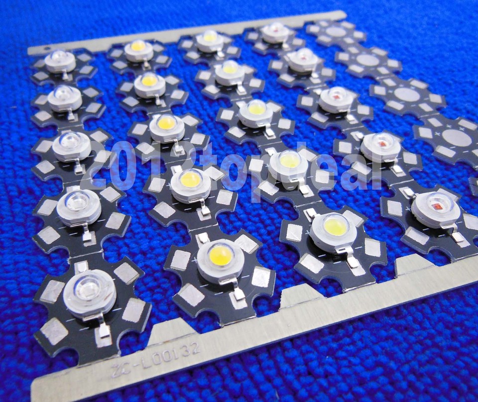 10-100pcs 1W 3W High Power red green Blue Royal blue LED bead with 20mm ...