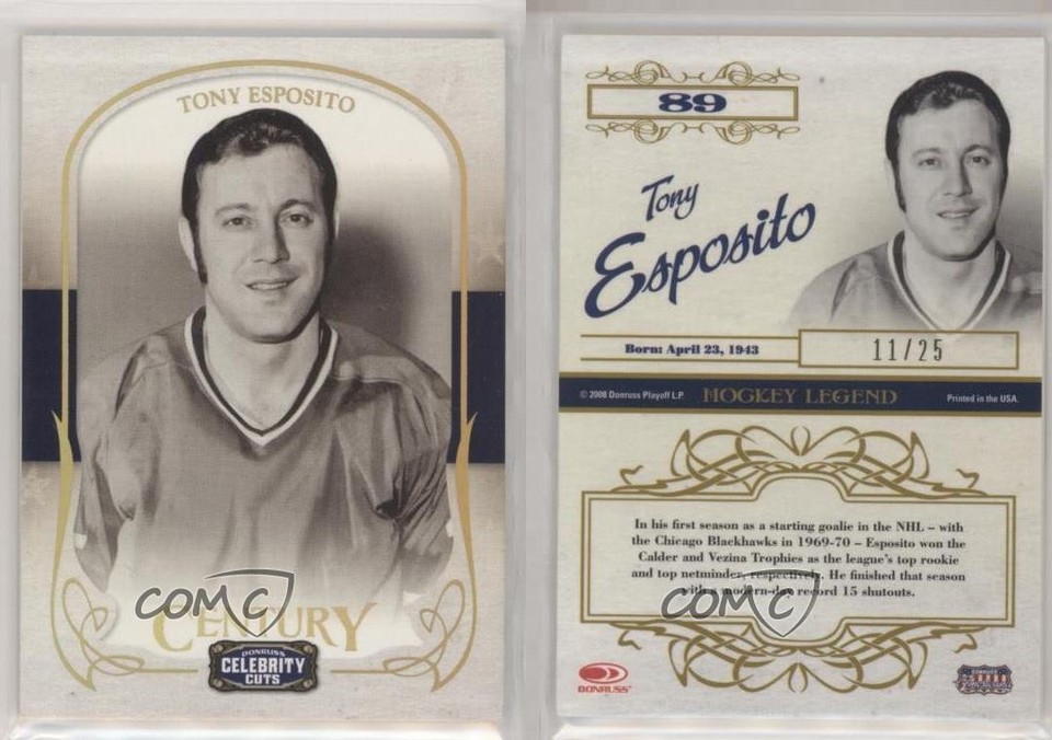 2008 Donruss Americana Celebrity Cuts Century Gold 11/25 Tony Esposito ...