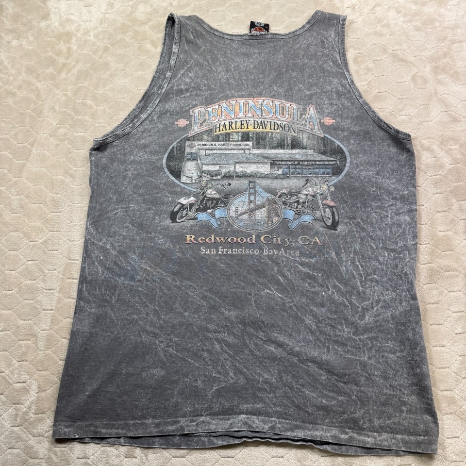 VTG Harley Davidson Motorcycles Tank Top Gray Acid Wash Style Sz XL ...