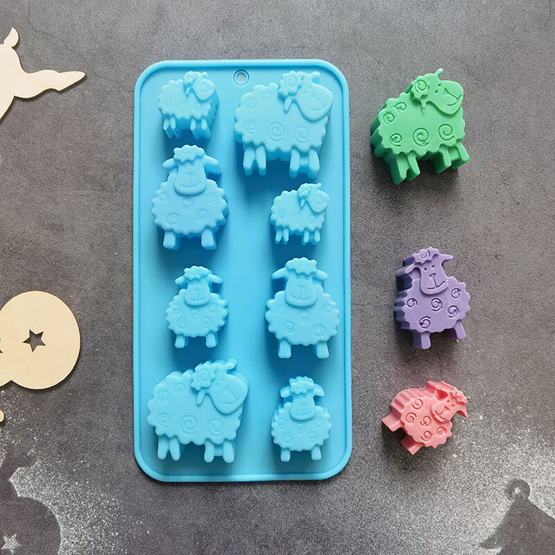 8 Holes Sheep Animal Shaped Silicone Mold DIY Candy Biscuit Jelly ...