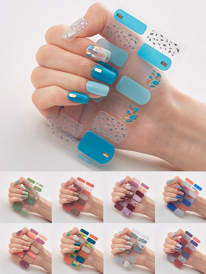 Full Size Nail Wraps Stickers Polish Toe Manicure Art Self Stick Decor ...
