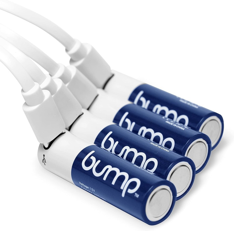 Bump 4pack USB AA Lithium ion Rechargeable Batteries 1.5V 2600mWh Type ...