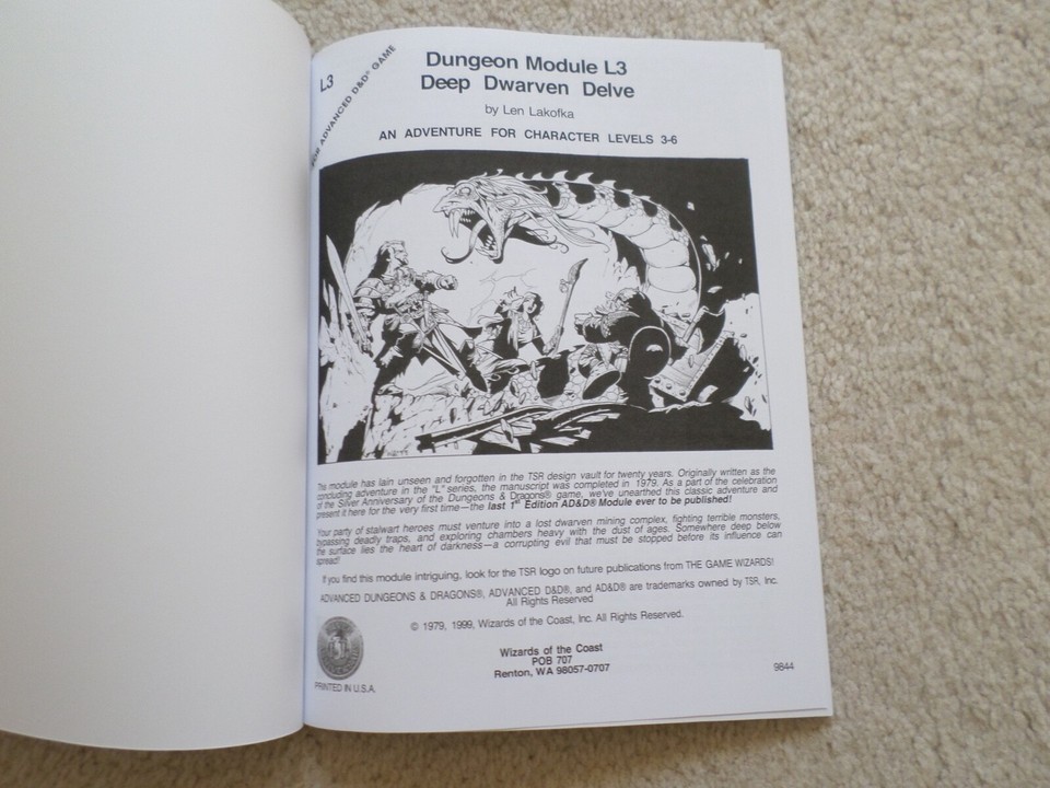 Deep Dwarven Delve L3 Dungeons & Dragons adventure module | eBay